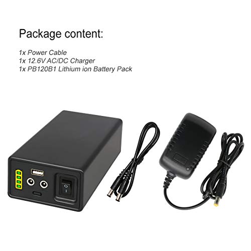 TalentCell 12V Lithium ion Battery PB120B1, Rechargeable 38400mAh 142.08Wh Li-ion Battery Pack with DC 12V and 5V USB Output for LED Light Strip, CCTV Camera, Mobile and More