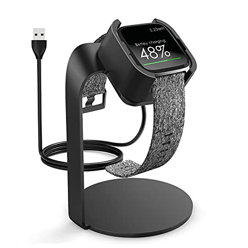 Kmasic Charger Stand Compatible with Fitbit Versa/Fitbit Versa Lite, Portable Magnetic Charging Dock Station Replacement USB Charger Cable Cord for Fitbit Versa/Fitbit Versa Lite, Black