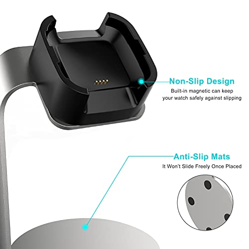 Kmasic Charger Stand Compatible with Fitbit Versa/Fitbit Versa Lite, Portable Magnetic Charging Dock Station Replacement USB Charger Cable Cord for Fitbit Versa/Fitbit Versa Lite, Black