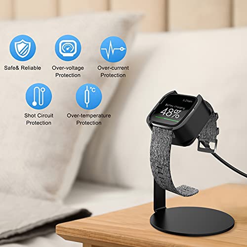 Kmasic Charger Stand Compatible with Fitbit Versa/Fitbit Versa Lite, Portable Magnetic Charging Dock Station Replacement USB Charger Cable Cord for Fitbit Versa/Fitbit Versa Lite, Black