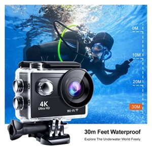 KOVOSCJ Sports Action Camera Outdoor Waterproof Sports Camera 4K HD Anti-Shake Camera Remote Control Digital DV Camera for Vlog Recording