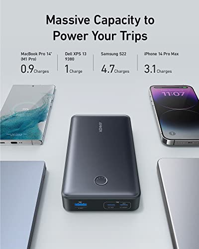 Anker Portable Charger, 24,000mAh 65W Power Bank, 537 Power Bank (PowerCore 24K for Laptop), for MacBook Pro, Dell XPS, Microsoft Surface, iPad Pro, iPhone 14 Pro, Apple Watch Series 5, and More