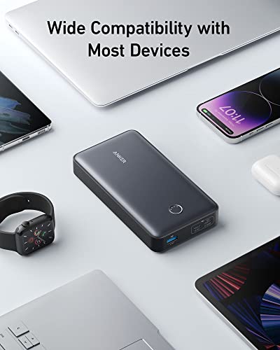 Anker Portable Charger, 24,000mAh 65W Power Bank, 537 Power Bank (PowerCore 24K for Laptop), for MacBook Pro, Dell XPS, Microsoft Surface, iPad Pro, iPhone 14 Pro, Apple Watch Series 5, and More