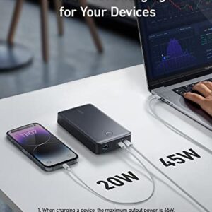 Anker Portable Charger, 24,000mAh 65W Power Bank, 537 Power Bank (PowerCore 24K for Laptop), for MacBook Pro, Dell XPS, Microsoft Surface, iPad Pro, iPhone 14 Pro, Apple Watch Series 5, and More