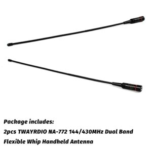 TWAYRDIO 15.4-Inch Whip Antenna, SMA Male Antenna, Dual Band 2m/70cm Handheld Radio Antenna Replacement for Yaesu Vertex VX-110 VX-150 VX-6R TYT TH-UV88 MD-UV380 MD-2017 Two Way Radio, Pack of 2