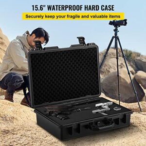 VEVOR Waterproof Hard Case, 19 x 14 x 5 Inches, with Customizable Foam, Portable Protective Hard Camera Case, Shockproof for Laptop, Pistol, Camera, and More, Black