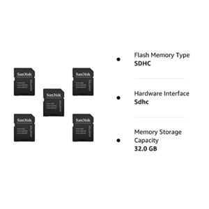 5 Pack -Sandisk MicroSD MicroSDHC to SD SDHC Adapter. Works with Memory Cards up to 32GB Capacity (Bulk Packaged).