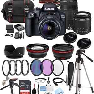 2000d (Rebel T7) DSLR Camera w/18-55mm + 75-300mm Zoom Lenses + Al’s Variety Accessories Includes: 64GB Memory + Wide & Telephoto Threaded Lenses + Case + Tripod +Grip + More (39pc Bundle)