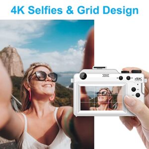 Digital Camera Dual Cameras with WiFi Autofocus Function Digital Cameras for Photography YouTube Streaming Grid Design, 32G TF Card Flas Light