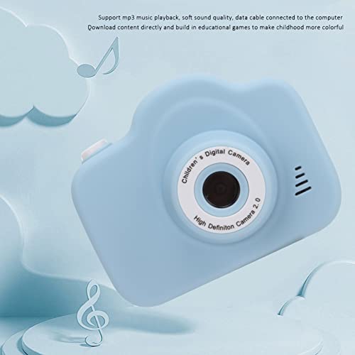 Shanrya Cartoon Mini Camera, Child Camera Kids Gift One Key Video Recording 16 Borders Support MP3 for Kids(Sky Blue)