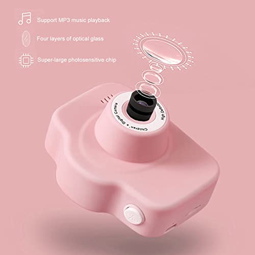 Shanrya Cartoon Mini Camera, Child Camera Kids Gift One Key Video Recording 16 Borders Support MP3 for Kids(Pink)