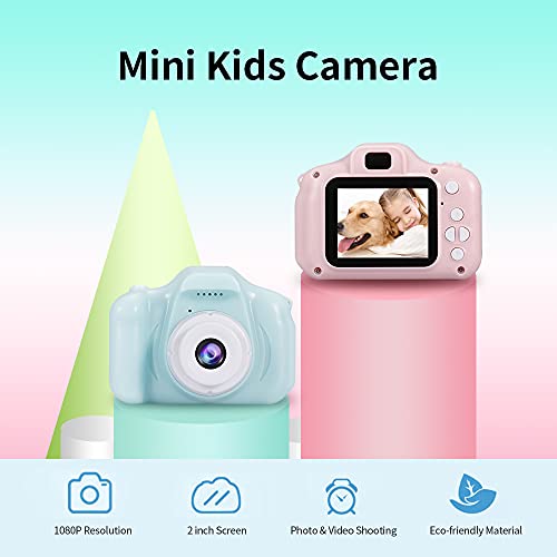 dsfen X2 Mini Kids Camera 2 inch HD Color Display Rechargable Mini Camera Video Camera Lovely Camera with 32GB Memory Card Green