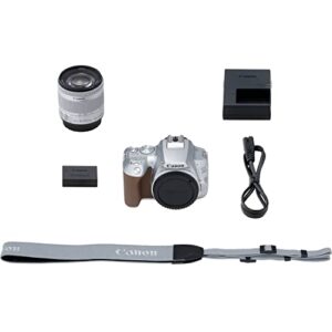 Canon EOS 250D with EF-S 18-55mm f/4-5.6 is STM Lens (Silver) - 15PC Accessory Bundle Includes: Sandisk Extreme Pro 64GB SD, LED Light, 3PC Filter, VND Filter, Tripod, Gadget Bag and More