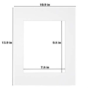 Egofine 11x14 White Picture Mats Pack of 14, Frame Mattes for 8x10 Pictures, Acid Free, 1.2mm Thickness, with Core Bevel Cut