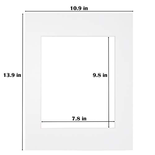 Egofine 11x14 White Picture Mats Pack of 14, Frame Mattes for 8x10 Pictures, Acid Free, 1.2mm Thickness, with Core Bevel Cut