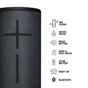 Ultimate Ears MEGABOOM 3 Portable Wireless Bluetooth Speaker (Powerful Sound + Thundering Bass, Bluetooth, Magic Button, Waterproof, Battery 20 hours) - Night Black