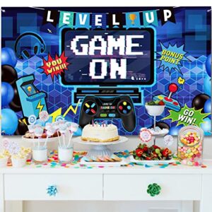 Video Game Party Decoration Video Gaming Photo Backdrop Background Birthday Photo Banner Gamer Room Decor for Game Fans Video Gamer Party Decoration Supplies, 70.9 x 43.3 Inch