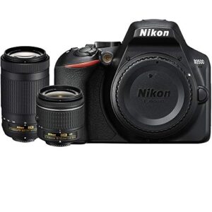 nikon d3500 24.2mp dslr camera w/af-p 18-55mm vr lens & 70-300mm dual zoom lens (1588b) – (renewed)