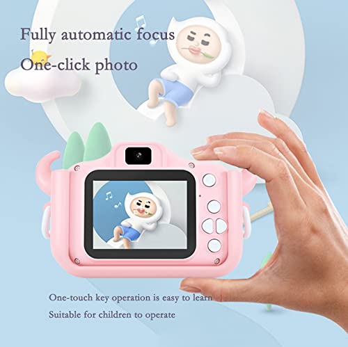 SLSFJLKJ Kids Camera with Silicone Case, Video Camera for Children with Fun Games, Kids Digital Camera with Special Effects, Rechargeable Battery, Ideal for Boys and Girls (Pink Cat 8G)