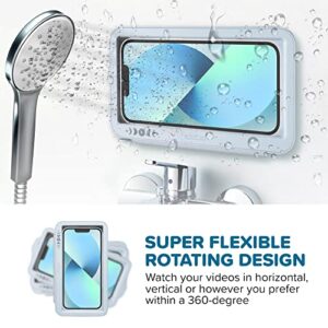 Shower Phone Holder Waterproof, Coral Universe with 3 Adhesive Mounts Multi-use Phone Case for wall Bathroom/Mirror/Kitchen/Livingroom Wall Mount Anti-fog Case sensitive Touch Screen