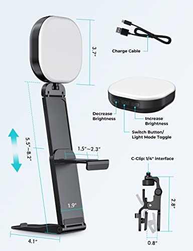 viozon Glow LED Streaming Light, Rechargeable Portable, Video Conference Light, Angle&Brightness&Color Temp Adjustable, 3000k-7200k,CRI≥90, Suitable for Monitor, Laptop, Zoom,Broadcast,Vlog