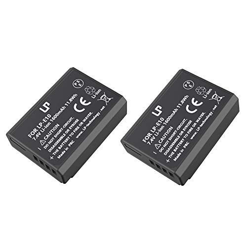 LP-E10 Battery Pack, LP 2-Pack Replacement Battery, Compatible with Canon EOS Rebel T7, T6, T5, T3, T100, 4000D, 3000D, 2000D, 1500D, 1300D, 1200D, 1100D & More (NOT for T3i T5i T6i T6s T7i)