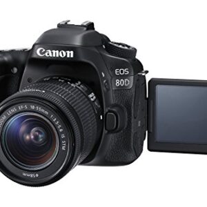 Canon Digital SLR Camera Body [EOS 80D] with EF-S 18-55mm f/3.5-5.6 Image Stabilization STM Lens with 24.2 Megapixel (APS-C) CMOS Sensor and Dual Pixel CMOS AF - Black