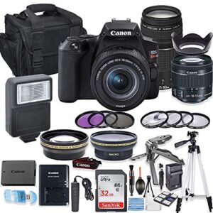 canon eos rebel sl3 dslr camera bundle with canon ef-s 18-55mm stm lens & ef 75-300mm iii lens + 32gb sandisk memory + camera case + digital flash + accessory bundle