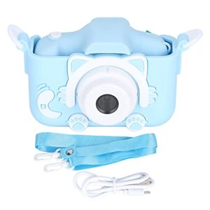 pusokei kids camera for girl, 12mp digital video camera with 2.0in ips screen, kids digital camera with double camera, kids camera for girls(blue)