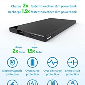 TNTOR Ultra Slim Power Bank 5000mAh, 0.24in Ultra Thin Battery Pack with Portable Short Charging Cable, Small Portable Phone Charger -Compatible with iPhone Series only