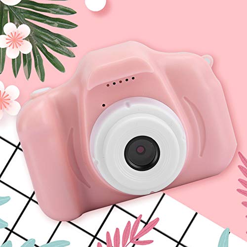 PUSOKEI Cartoon Intelligence Kid Mini Photography Camera, Simple Operation Digital Video Camera with Lanyard, for Children of All Ages(Pink)