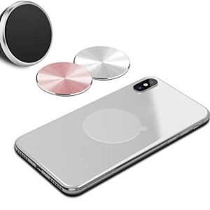 SALEX Cute Replacement Metal Plates Set 4 Pack for Magnetic Phone Holder. Kit of 4 Mix Round Discs Without Holes for Car Mount, Phone Case Back. Strong Circular 3M Adhesive Cell Phone Magnet Stickers.