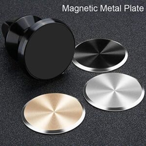 SALEX Cute Replacement Metal Plates Set 4 Pack for Magnetic Phone Holder. Kit of 4 Mix Round Discs Without Holes for Car Mount, Phone Case Back. Strong Circular 3M Adhesive Cell Phone Magnet Stickers.