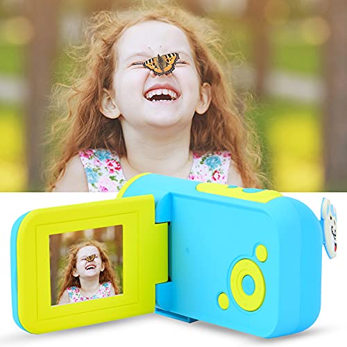 PUSOKEI Mini Kids Digital Camera 1.7inch Full Color Display Up to 32GB Child Video Camera with Cartoon Stickers for Children Birthday Gift(Blue)