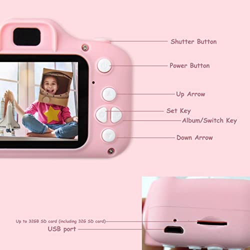 Xspeedonline Kids Digital Camera with Larger Storage Capacity, Easily Hang Necks for Kids, Multi-Scenes to Select (Cute Pink)