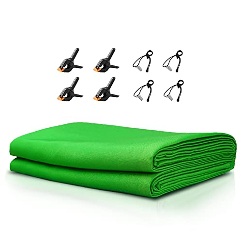 10x12ft Green Screen Backdrop for Photography, CPLIRIS Chromakey Green Screen Pure Polyester Collapsible Green Fabric with 3 Spring Clamps for Photoshoot, Game Live Steaming，Video Conference