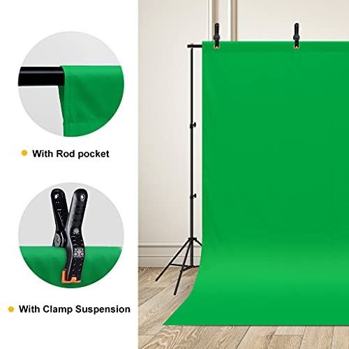 10x12ft Green Screen Backdrop for Photography, CPLIRIS Chromakey Green Screen Pure Polyester Collapsible Green Fabric with 3 Spring Clamps for Photoshoot, Game Live Steaming，Video Conference