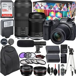 camera bundle for canon eos r7 mirrorless camera with rf-s 18-150mm f/3.5-6.3 is stm and rf 100-400mm f/5.6-8 is usm lens + shotgun microphone with video kit accessories (renewed)