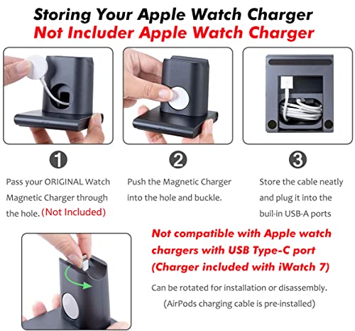 Hoidokly Wireless Charger 3 in 1 Charging Station Dock for Airpods Pro/3/2, AppIe Watch 8/7/6/5/4/3, Fast Wireless Charging Stand for iPhone 14 Pro Max/14/13/12/11/XR/XS/X/8/8 Plus(NO QC 3.0 Adapter)