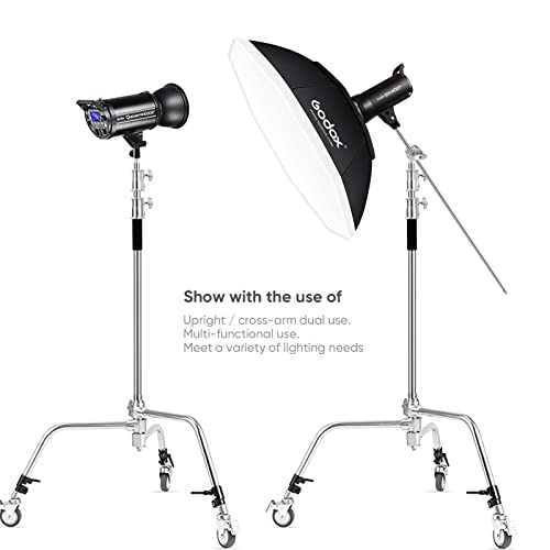 10.8ft/330cm Heavy Duty C Stand All-Metal Adjustable Century Stand with 4.2ft/128cm Holding Boom Arm,Wheels,for Photography Studio Video Reflector, Umbrella, Softbox and Monolight