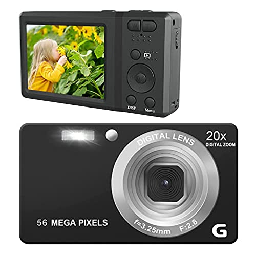 Digital Cameras for Photoggraphy, 4K 56MP Vlogging Camera with 2.7 Inch LCD Display Autofocus & Time Lapse Compact Portable Mini Cameras for Travel and Photography (Black)