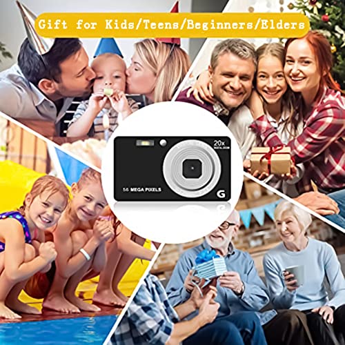 Digital Cameras for Photoggraphy, 4K 56MP Vlogging Camera with 2.7 Inch LCD Display Autofocus & Time Lapse Compact Portable Mini Cameras for Travel and Photography (Black)