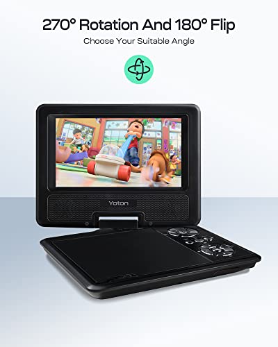 YOTON 9.5" Portable DVD Player for Kids and Car, 7.5" Swivel HD Screen with 4-6 Hours Built-in Battery, Support Sync Screen to TV, Support SD Card/USB/Multiple Disc Formats