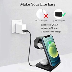 Wireless Charging Station, 3 in 1 Wireless Charger Stand Compatible for iPhone 14 Pro Max/14 Pro/14 Plus/13/12/11/XR/X/8, Fast Charging Dock for iWatch Series Ultra/8/7/SE/6/5/4/3/2 AirPods 3/2/Pro