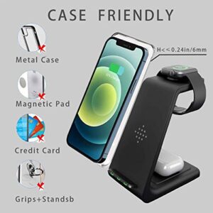 Wireless Charging Station, 3 in 1 Wireless Charger Stand Compatible for iPhone 14 Pro Max/14 Pro/14 Plus/13/12/11/XR/X/8, Fast Charging Dock for iWatch Series Ultra/8/7/SE/6/5/4/3/2 AirPods 3/2/Pro