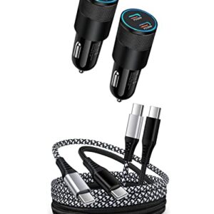 AILKIN 2 Pack Dual Port USB C Car Charger + 2Pack 6ft Fast Charging Type C to C Cable