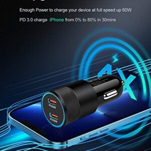 AILKIN 2 Pack Dual Port USB C Car Charger + 2Pack 6ft Fast Charging Type C to C Cable