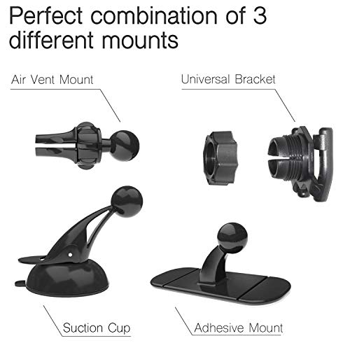 Spinoo Pop Clip Car Mount for Pop Grip Users – Includes Custom Phone Grip Socket & 3 Adjustable & Sturdy Pop Grip Car Mounts Such as 1 Windshield Mount, 1 Air-Vent Mount, 1 Dashboard Mount