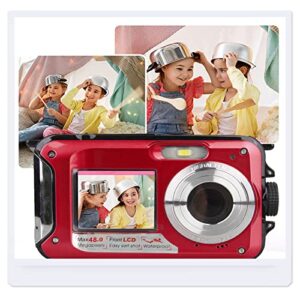 toumeny waterproof digital camera, full hd 2.7k 48mp16x digital zoom video recorder, self-timer dual screen