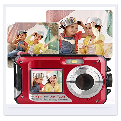 TOUMENY Waterproof Digital Camera, Full Hd 2.7K 48Mp16X Digital Zoom Video Recorder, Self-Timer Dual Screen